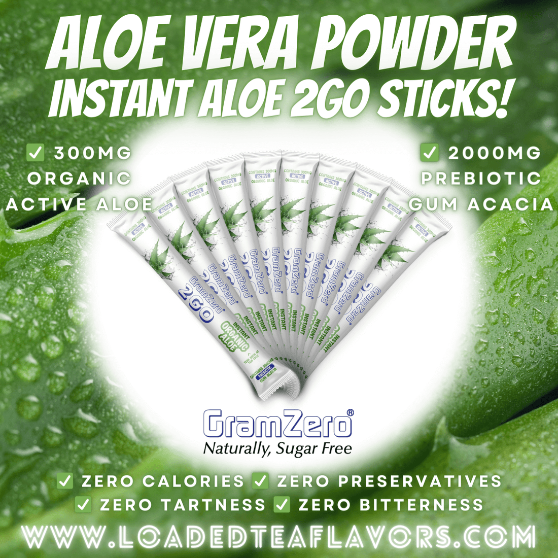Instant Organic ALOE Drink 2GO Stick Packs 🌱 Herbal Aloe Vera Powder ...