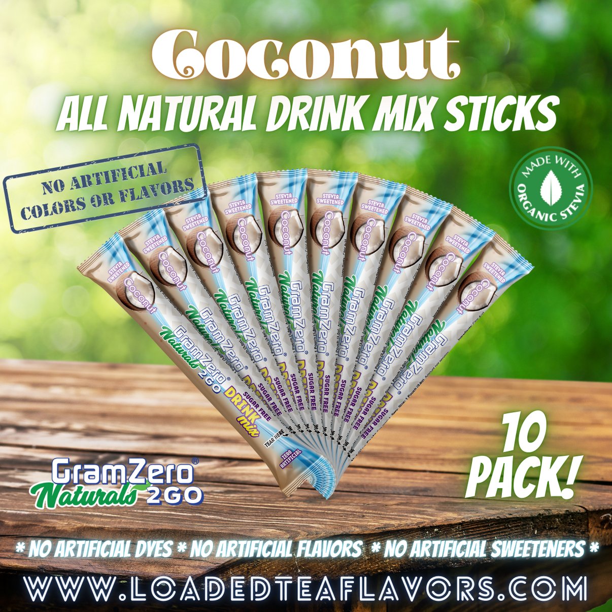 COCONUT ALL-NATURAL Stevia Water Flavor Packets 🥥 Sugar Free Flavoring ...