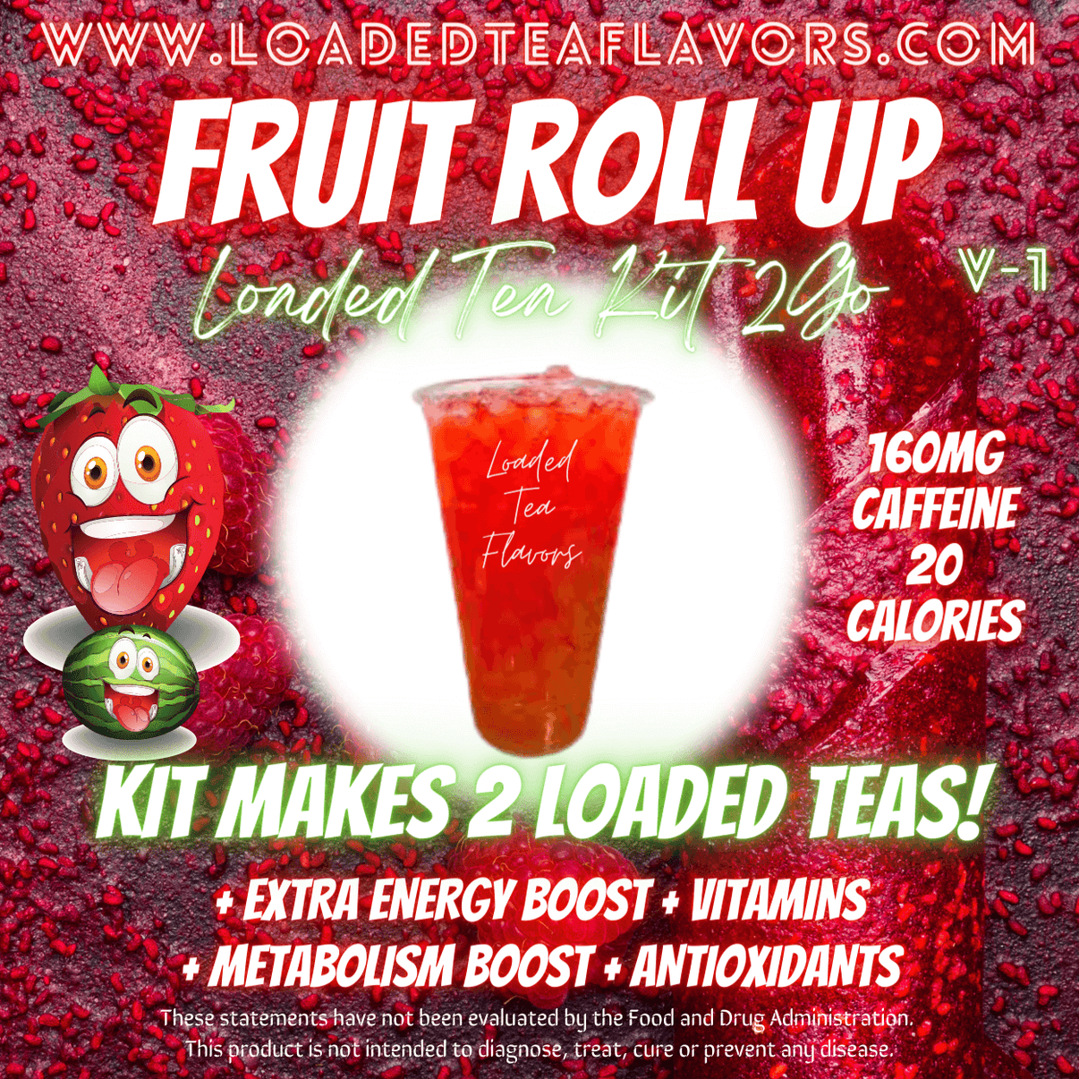 Fruit Roll Up Flavored 🍓🍉 Loaded Tea Kit 2GO ~ Makes 2-32oz Teas ...